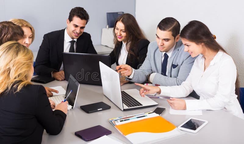 Chief with Professional Officials Discussing Preparing Contract Stock ...