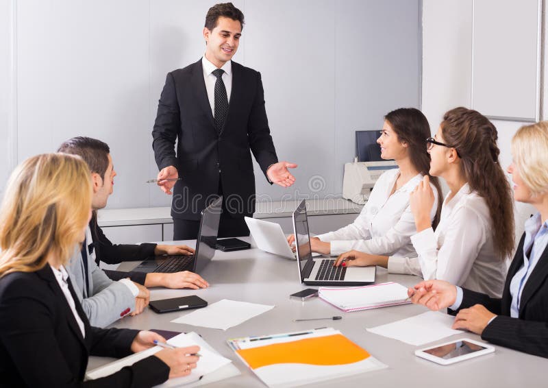 Chief with Professional Officials Discussing Preparing Contract Stock ...