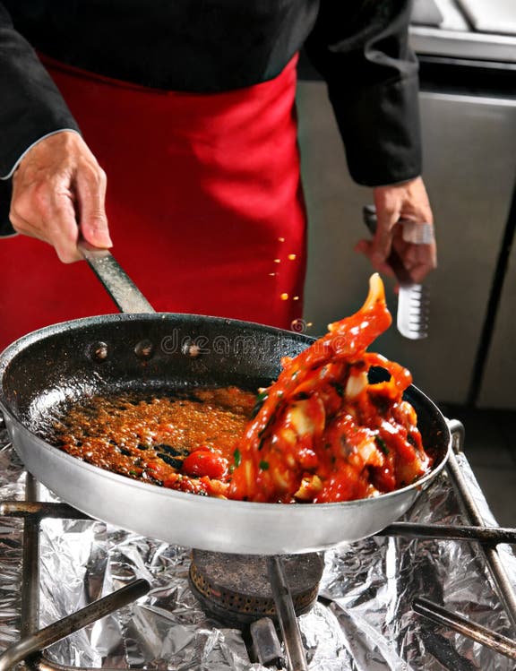 Chief shaking food stock photo. Image of preparation, fried - 9521636