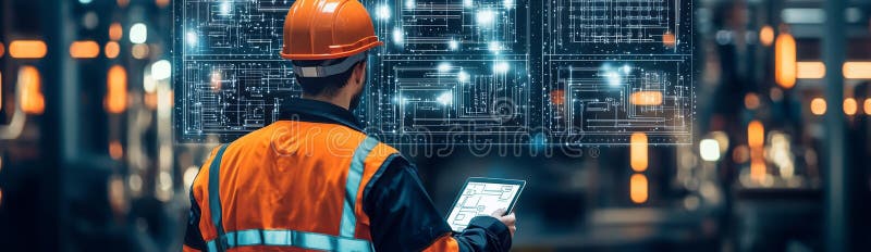 Chief of Technologist Holds Tablet with Data Transferred from Rack ...