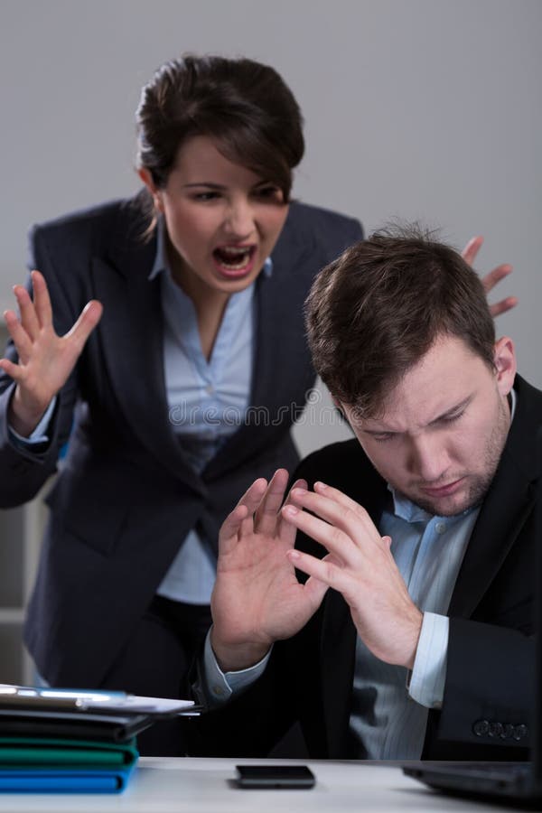 Boss yelling at employee stock photo. Image of business - 52094792