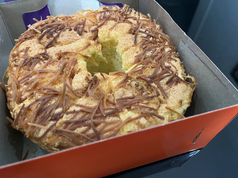 Chiffon Cake with Cheese Topping Inside a Box Stock Photo - Image of ...