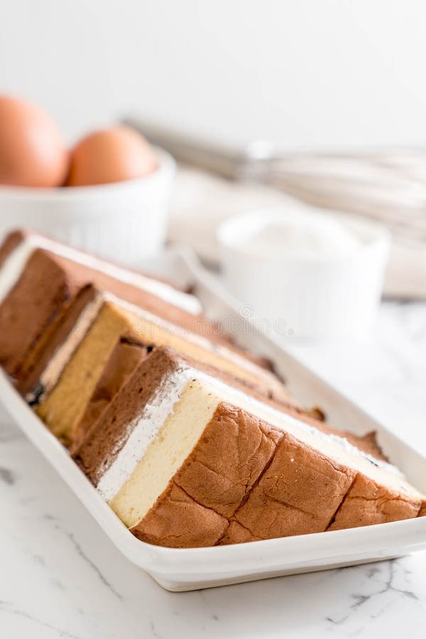 Chiffon cake on table stock photo. Image of slice, chiffon - 144021262