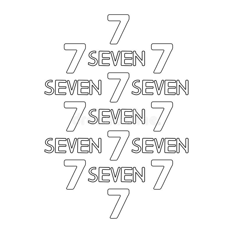 Chiffre Sept Avec Des Fleurs, Des Feuilles Et Le Papillon Page De ...