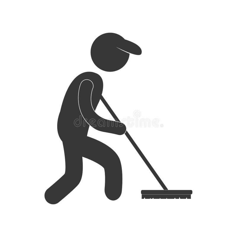 Chiffre Propre Pictogramme De Balai De Balayeuse Illustration Stock ...