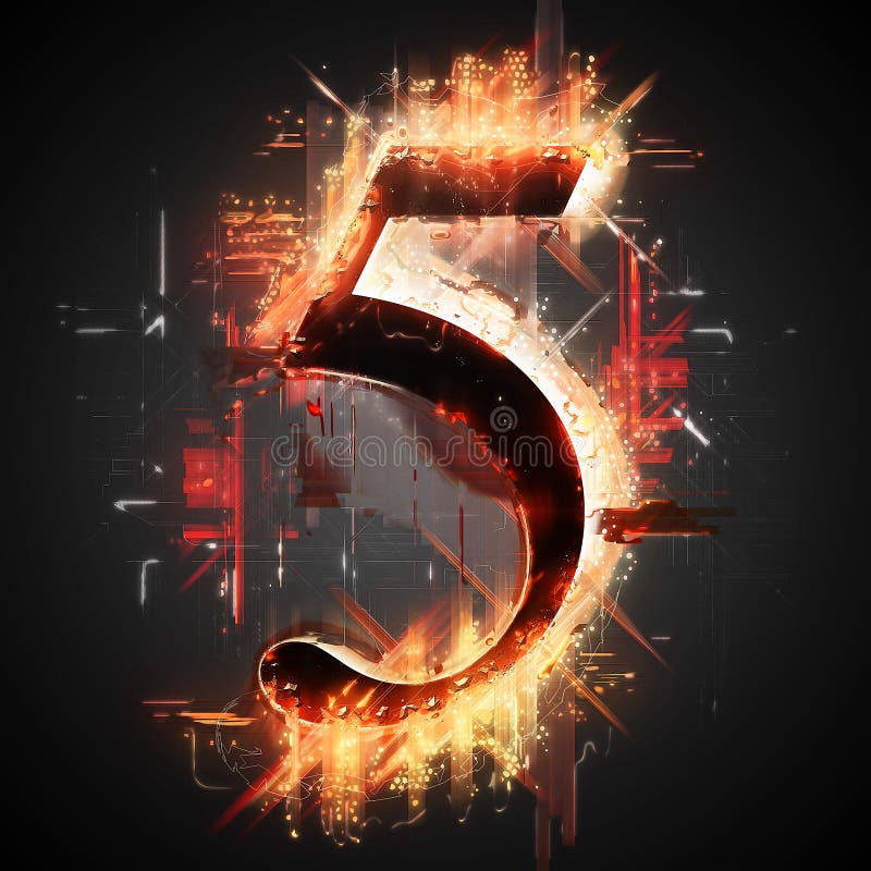 Chiffre 5 rouge illustration stock. Illustration du bruit - 193521792