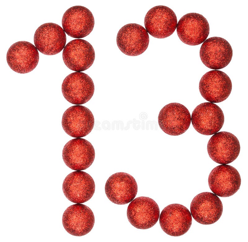 Chiffre 13, Treize, Des Boules Décoratives, D'isolement Sur B Blanc ...