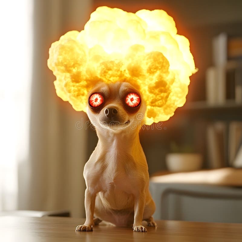 Chihuahua with Fiery Explosion Effect Stock Illustration - Illustration ...