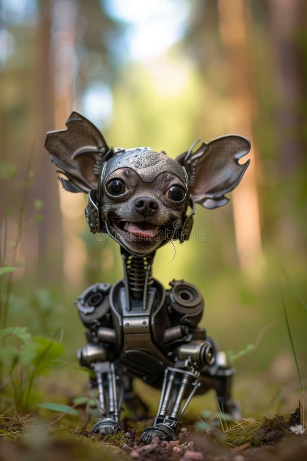 Chihuahua Robot Dog in Nature. the Helper Dog Stock Photo - Image of ...