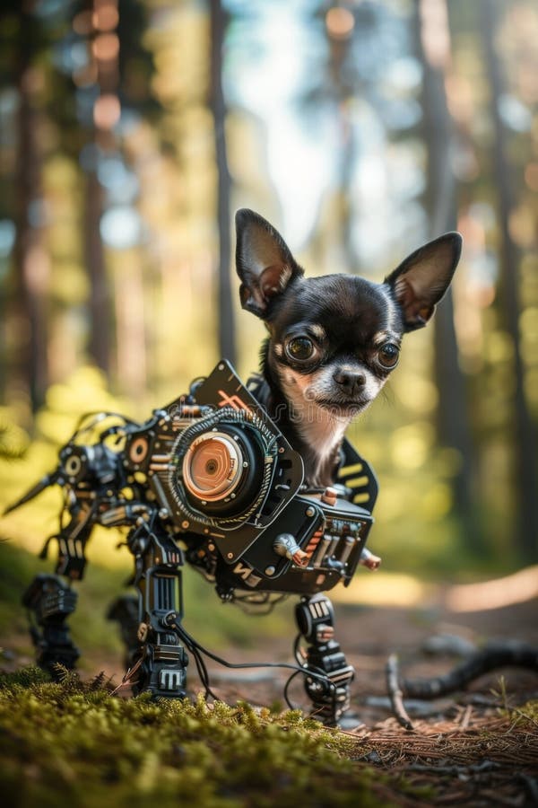 Chihuahua Robot Dog in Nature. the Helper Dog Stock Photo - Image of ...