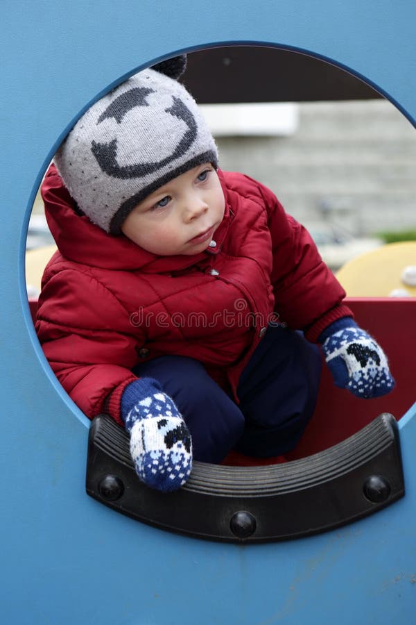 Chiild at Outdoor Playground Stock Image - Image of caucasian, activity ...