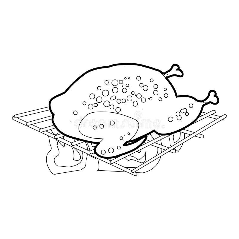Chiken Cooked on a Barbecue Icon Outline Stock Vector - Illustration of ...