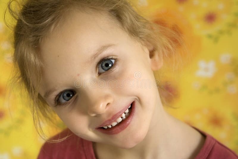 Happy child without teeth stock image. Image of plaits - 27610611