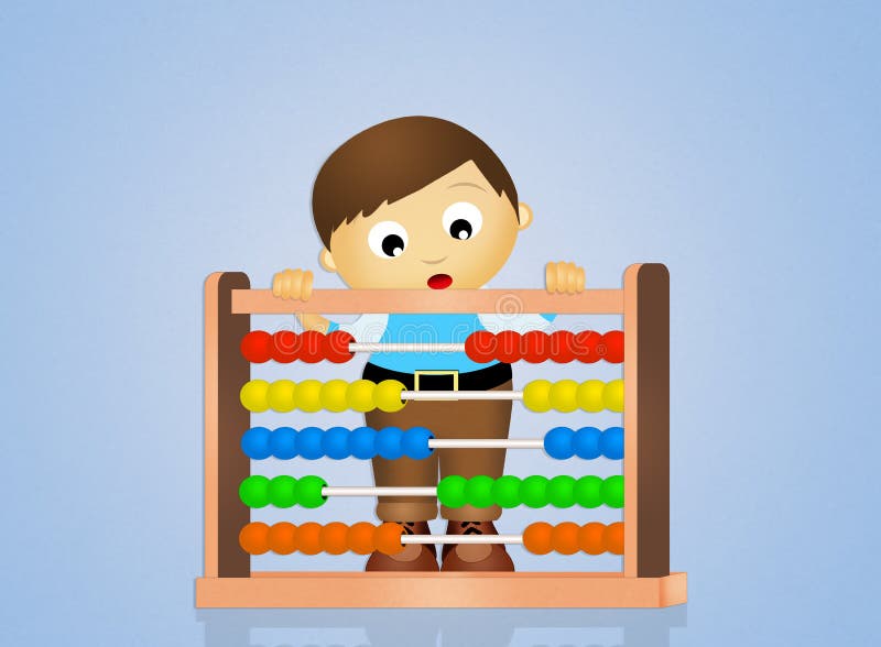 Child with abacus stock illustration. Illustration of abacus - 71877552