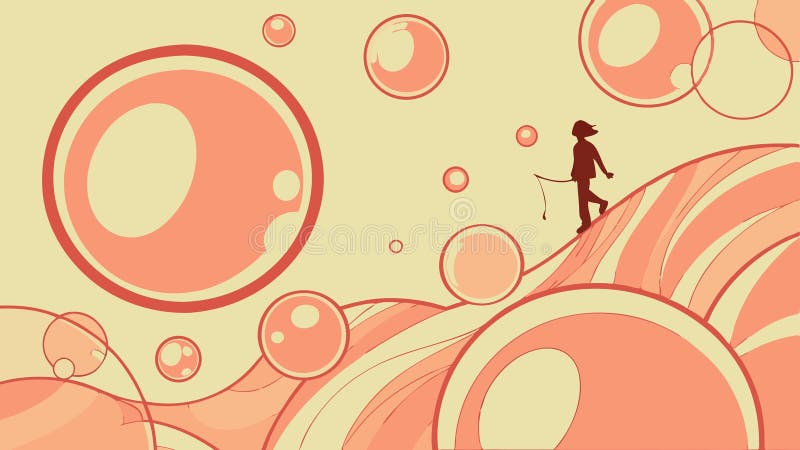 Child on Abstract Bubble Landscape, Vector Design Generative AI Stock ...