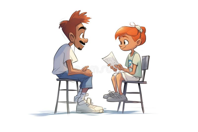 Child Actor and Director Discussing a Scene on the Script Stock Photo ...