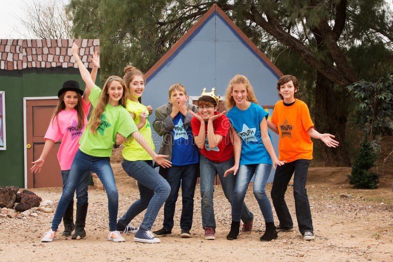 Child actors acting silly stock image. Image of outdoors - 103481031