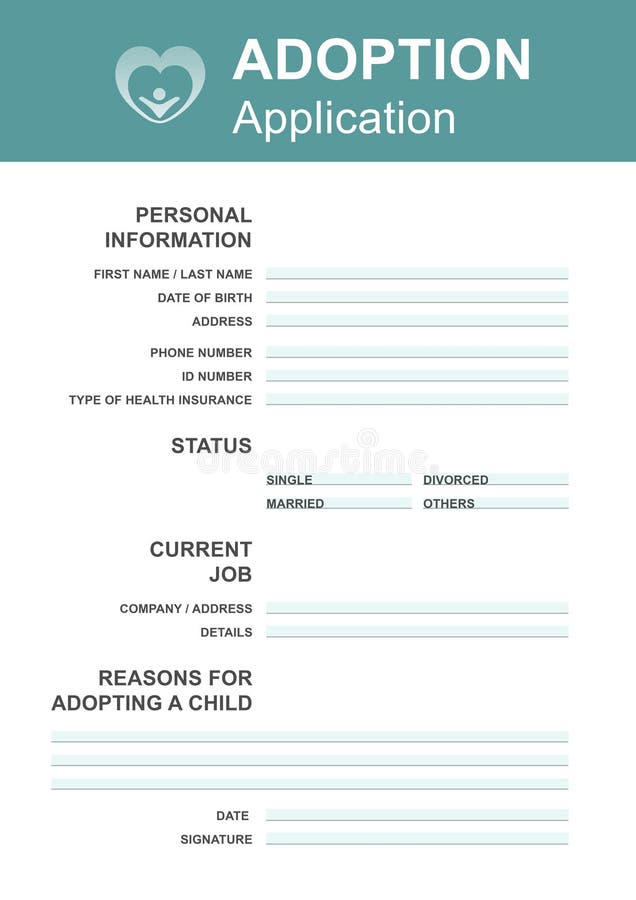 Child Adoption Application. Questionnaire with Space for Answers Stock ...