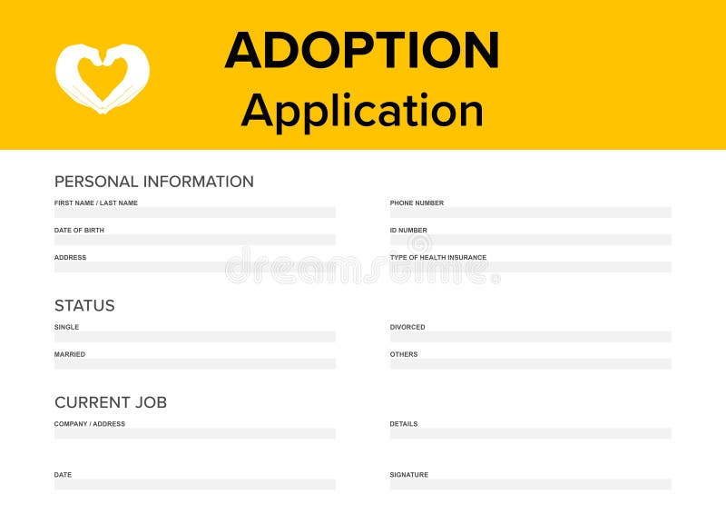 Child Adoption Application. Questionnaire with Space for Answers Stock ...