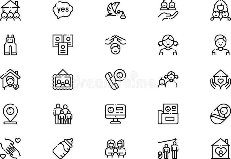 Child Adoption Icons Collection is a Vector Illustration with Editable ...