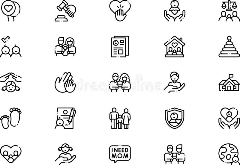 Child Adoption Icons Collection is a Vector Illustration with Editable ...