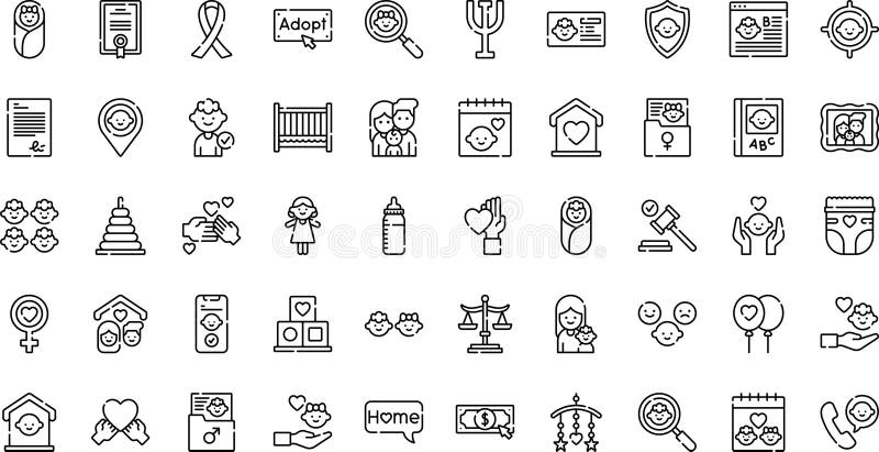Child Adoption Icons High-Quality Vector Icons Collection with Editable ...