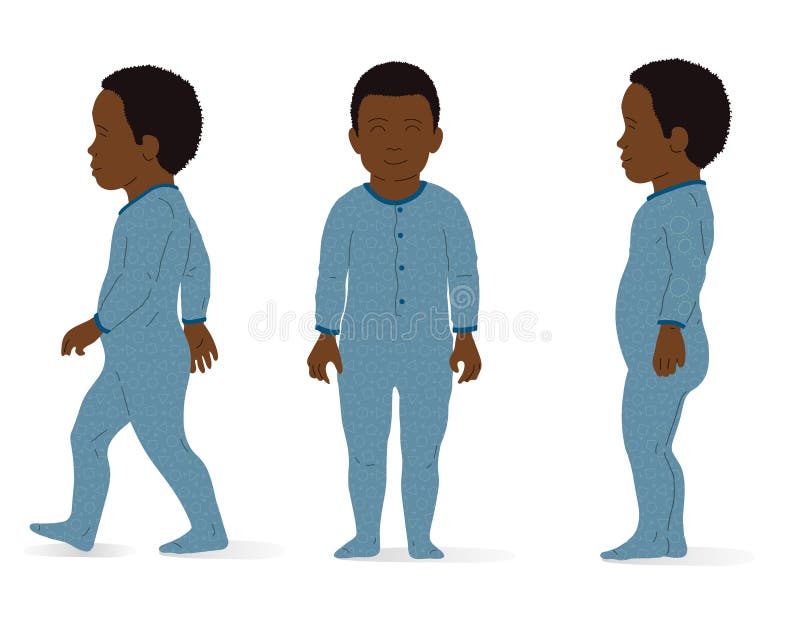 Child of Afro Ethnic Origin, Standing and Walking, Isometric View, Full ...