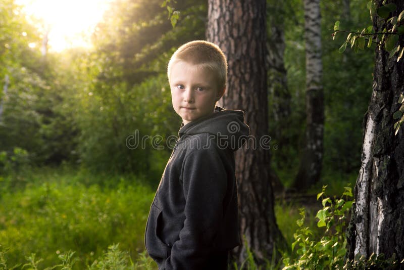 Child alone in forest stock image. Image of caucasian - 59038227