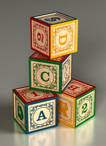Child Alphabet Blocks Stacked Stock Illustration - Illustration of ...