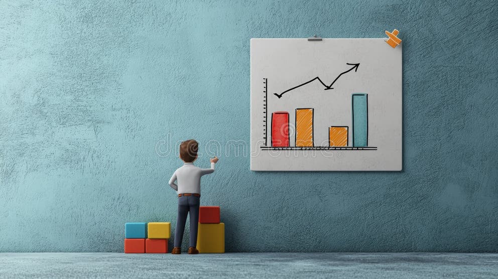 Child Analyzing Growth Chart with Blocks Stock Illustration ...