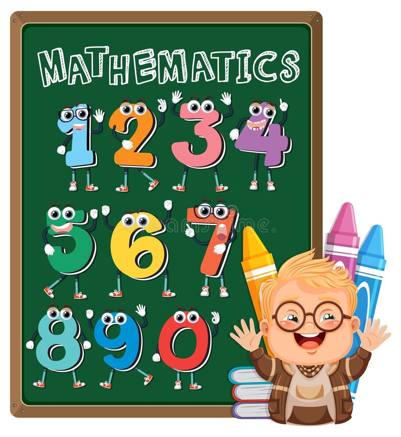 Child with Animated Numbers on Chalkboard Stock Vector - Illustration ...