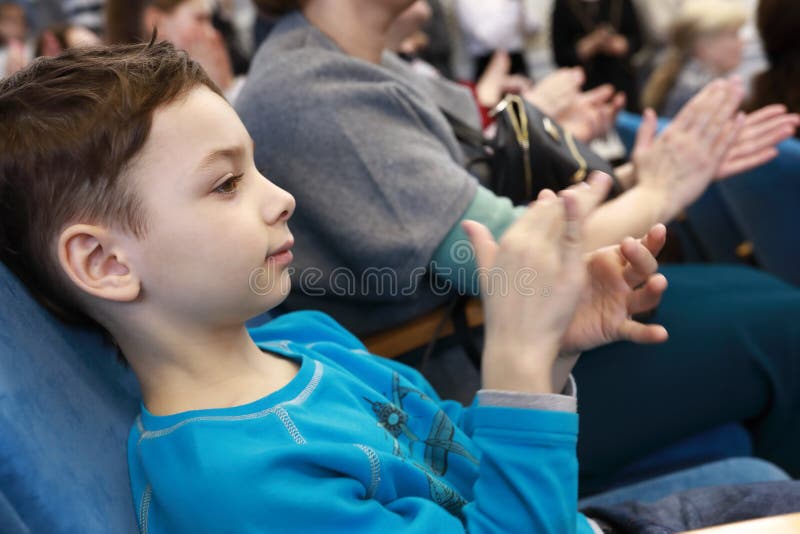 Child Boy Applaud and Acclaim Happy Stock Photo - Image of people ...
