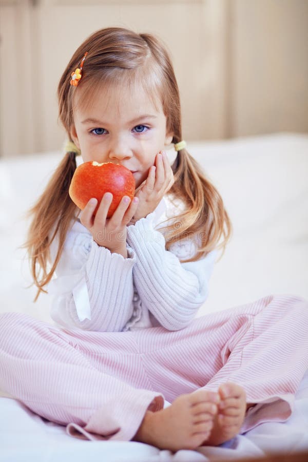 Child with apple stock image. Image of dieting, juicy - 11818687