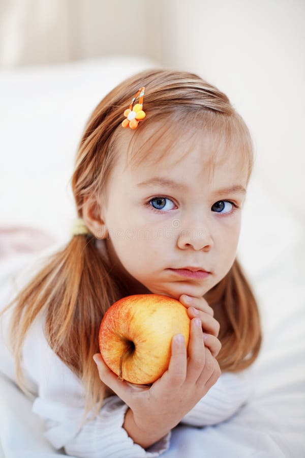 Child with apple stock image. Image of human, childcare - 11818777