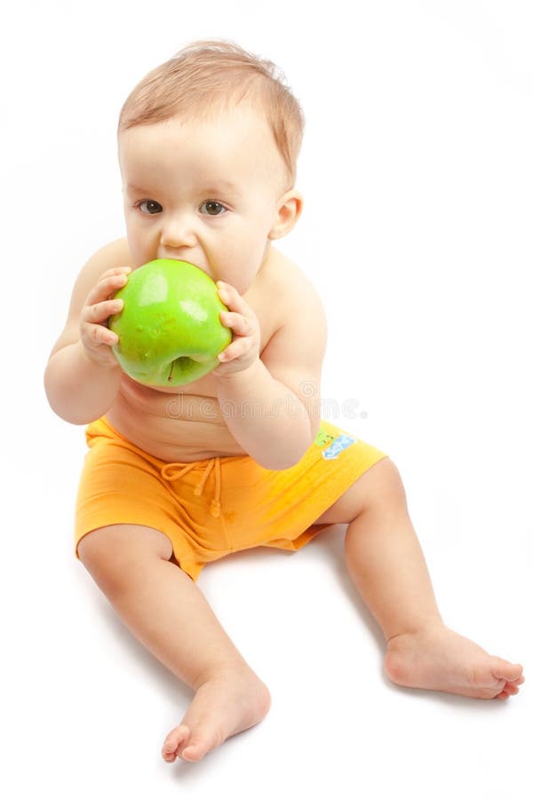 Child with apple stock image. Image of human, cheerful - 13221315