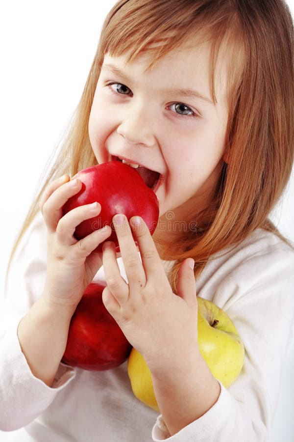 Child with apples stock image. Image of adorable, smiling - 18583421