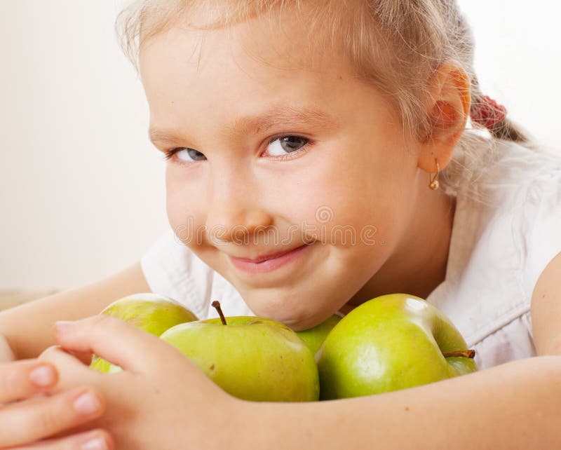 Child with apples stock image. Image of cute, offspring - 23024027