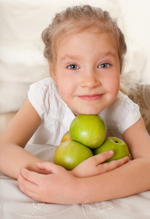 Child with apples stock image. Image of children, little - 23129787
