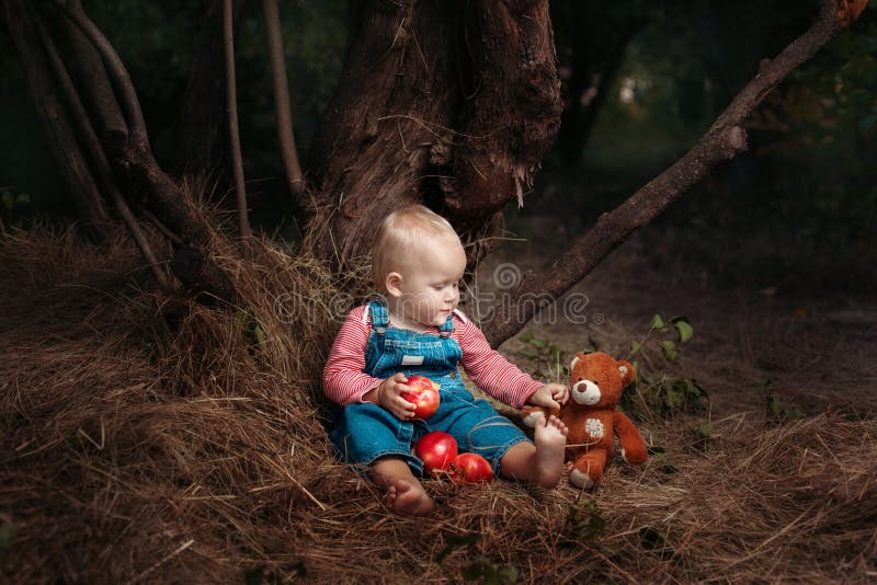 Child with apples. stock photo. Image of love, outdoor - 108773328
