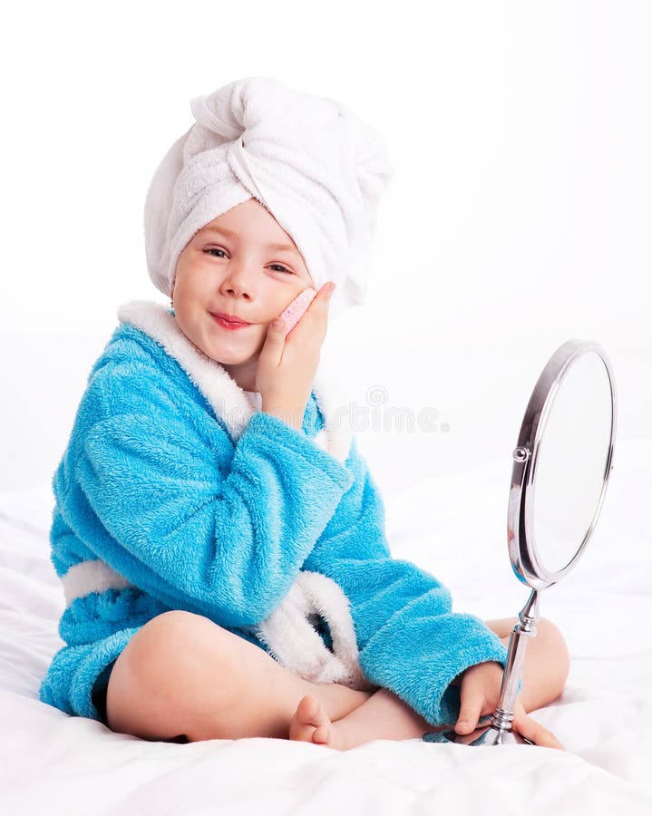 Child applying makeup stock image. Image of happiness - 19700209