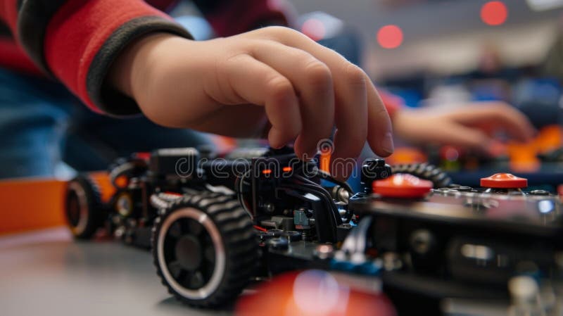 Child Assembling Diy Robotics Car Project at Home Stock Image - Image ...