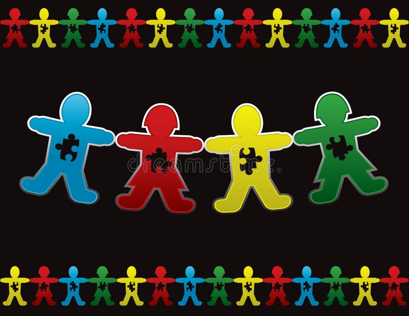 Puzzle Pieces in Autism Awareness Colors Background Illustration Stock ...