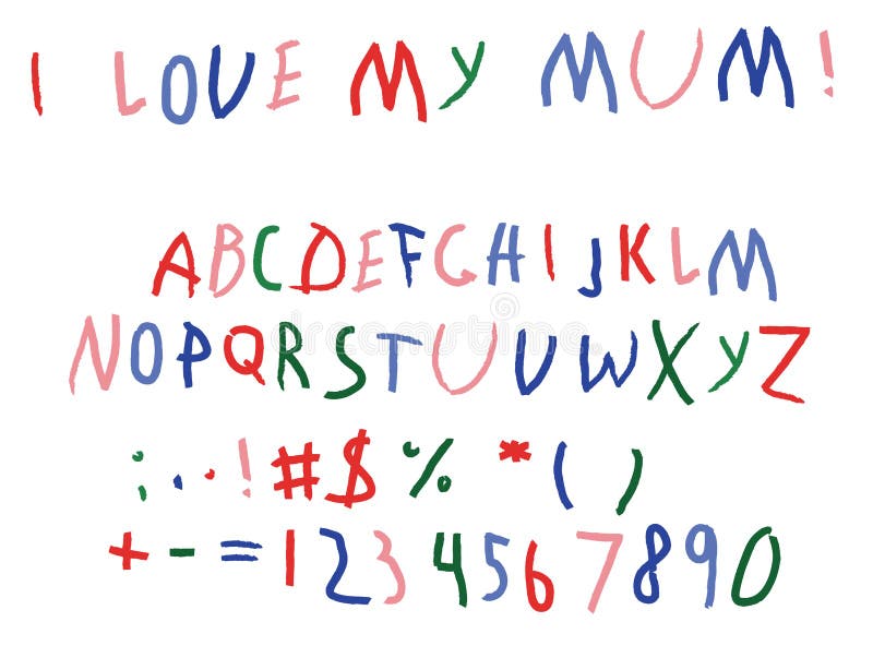 Child Baby Script Letters Font Hand Writing. Stock Vector ...