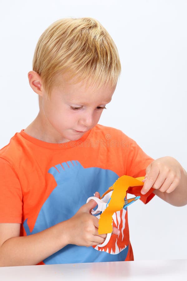 Kid boy cut paper stock image. Image of smile, material - 30254587