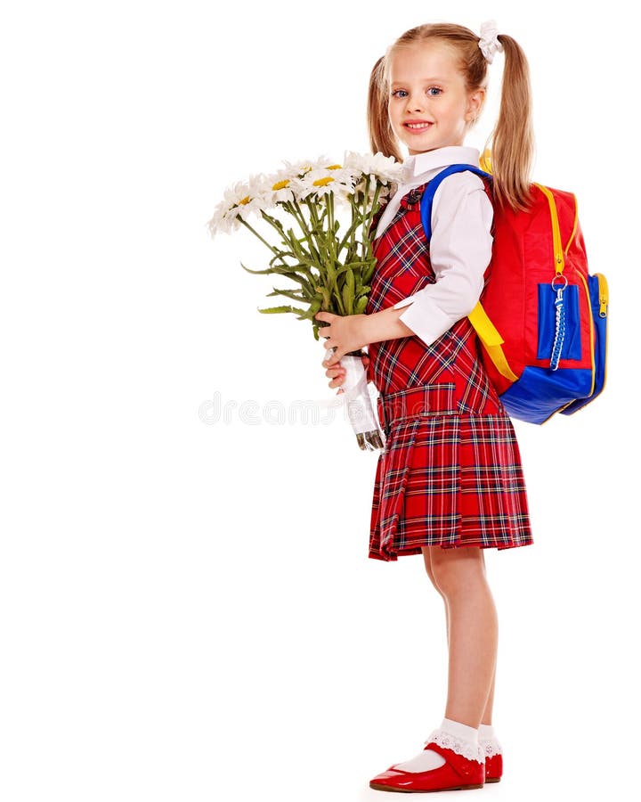 Child with backpack. stock image. Image of holding, female - 26060337