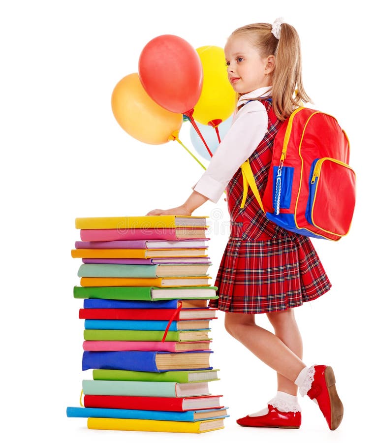 Child with backpack. stock photo. Image of book, person - 26060432