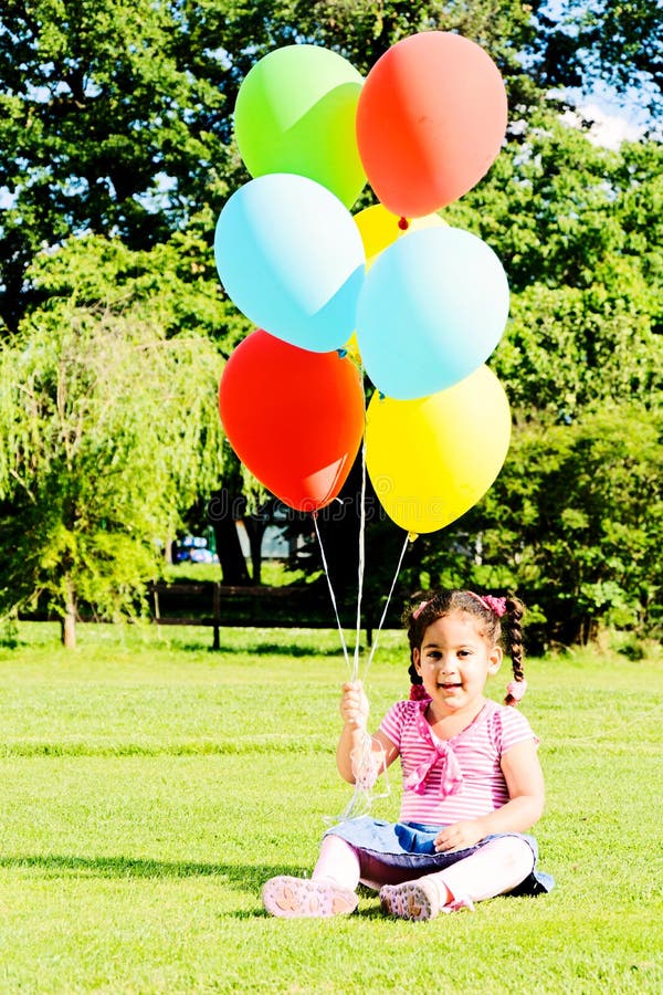Child with balloons stock image. Image of braided, cute - 41445519