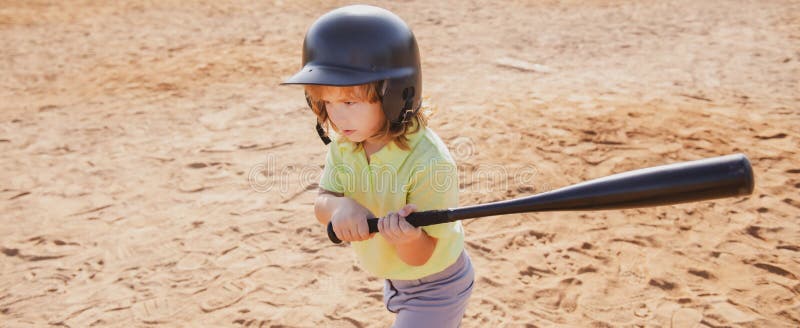 Child Baseball Player Focused Ready To Bat. Kid Holding a Baseball Bat ...
