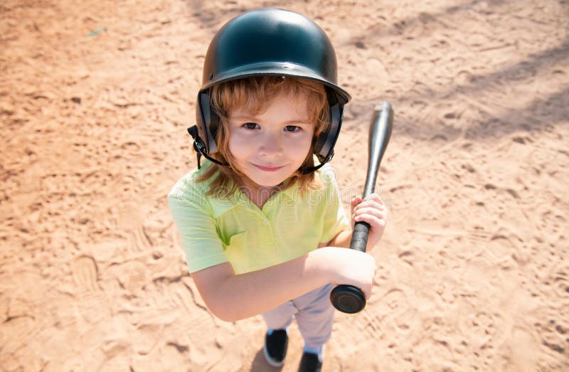 Child Batter about To Hit a Pitch during a Baseball Game. Kid Baseball ...