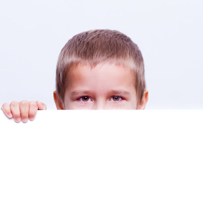 Child behind a white board stock image. Image of cheerful - 28530955